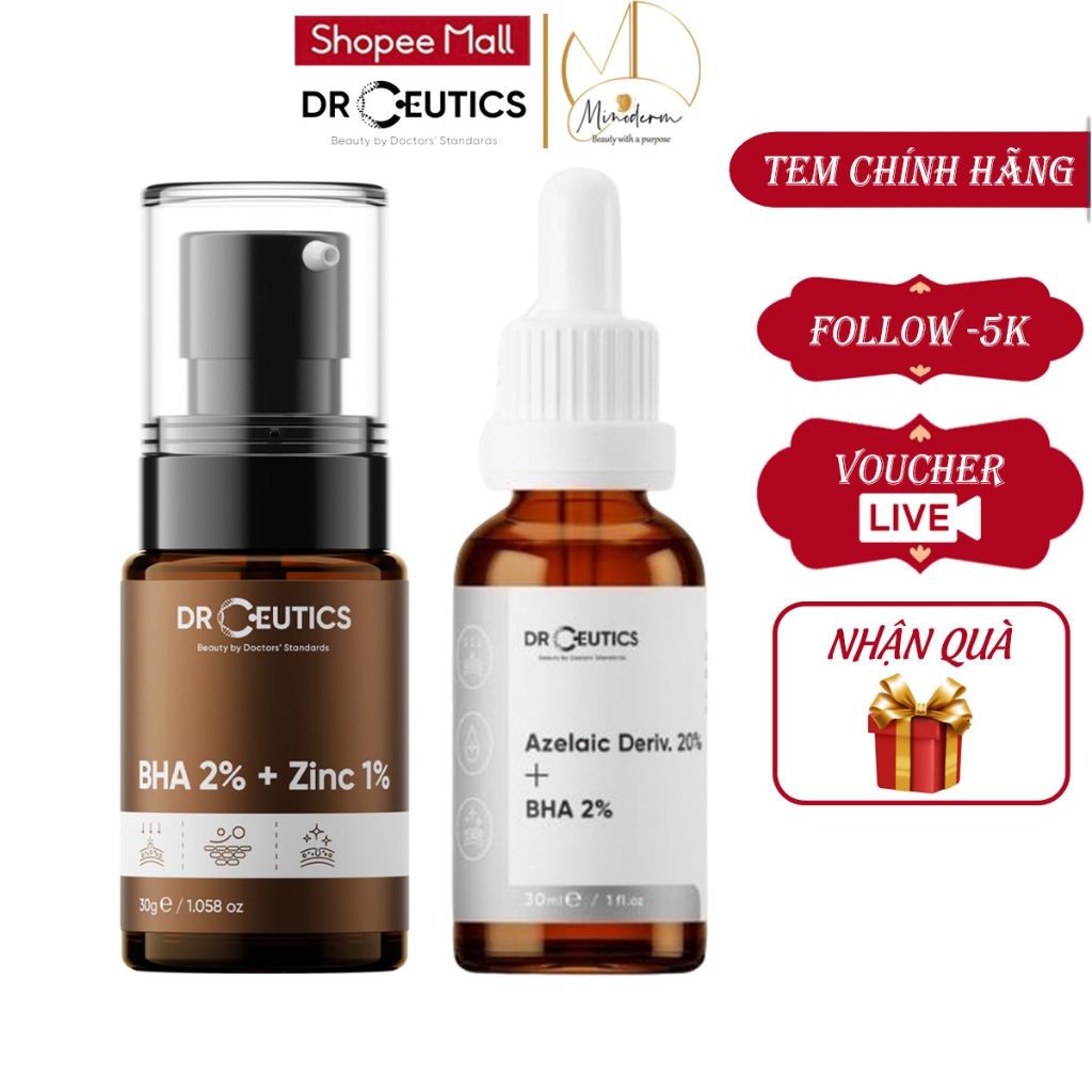 Serum DrCeutics BHA 2% + ZinC 1%, Azelaic 20% Giảm Mụn Và Giảm Sưng Mụn ...