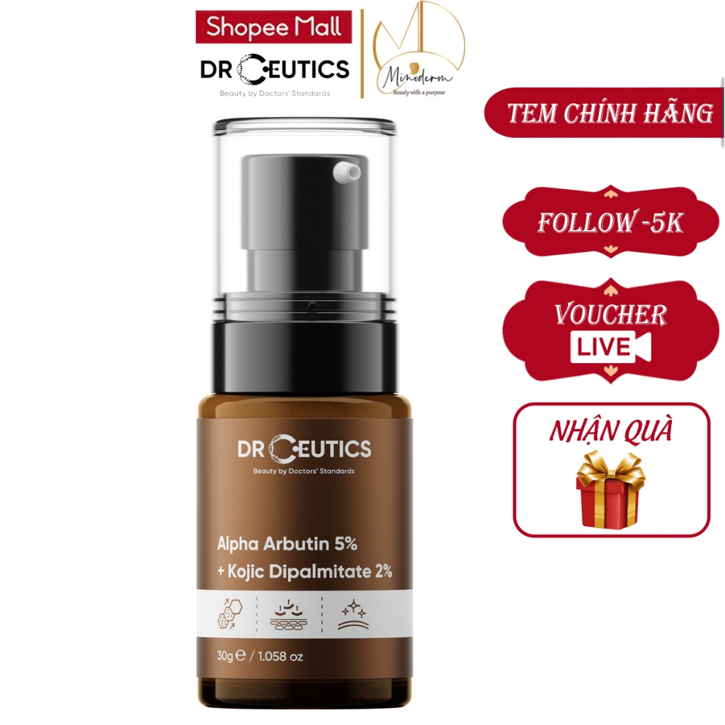 Serum Drceutics Alpha arbutin 5% + Kojic dipalmitate 2% tinh chất giảm thâm, nám, tàn nhang 30ml ...