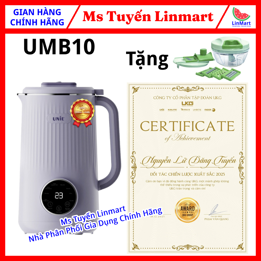 Máy làm sữa hạt UNIE UMB10 - Hàng Chính Hãng - Nhỏ Gọn - Dễ Vệ Sinh (unie umb 10, unie umb09 ...