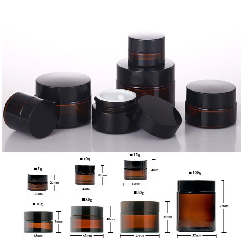 Hũ thủy tinh nâu nắp đen và vàng 5g / 10g / 15g/ 20g / 30g / 50g / 100g - Hủ đựng kem face ...
