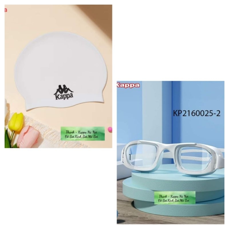 Bộ Kính bơi & mũ bơi cao cấp chính hãng KAPPA màu trắng siêu hót đi bơi ...