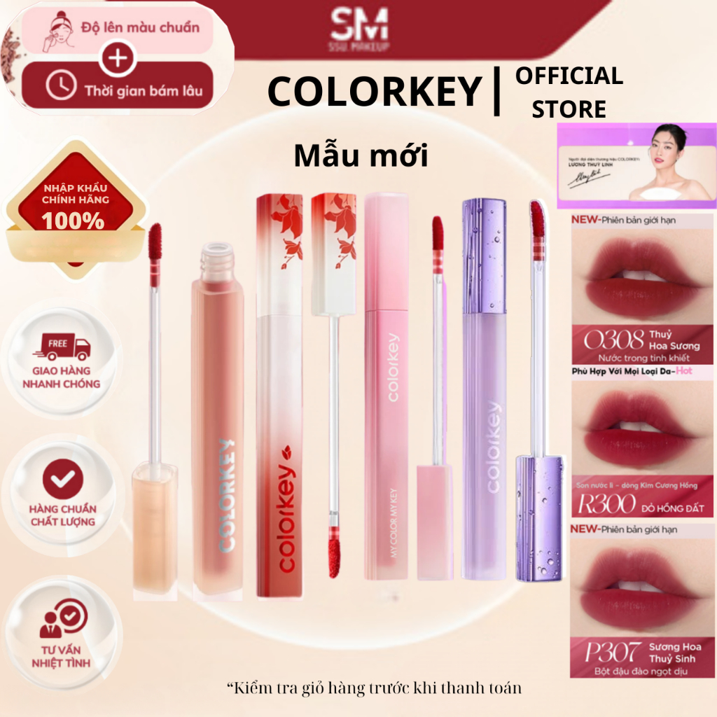 Son colorkey watery tint không dính cốc Siêu mịn Môi | Shopee Việt Nam