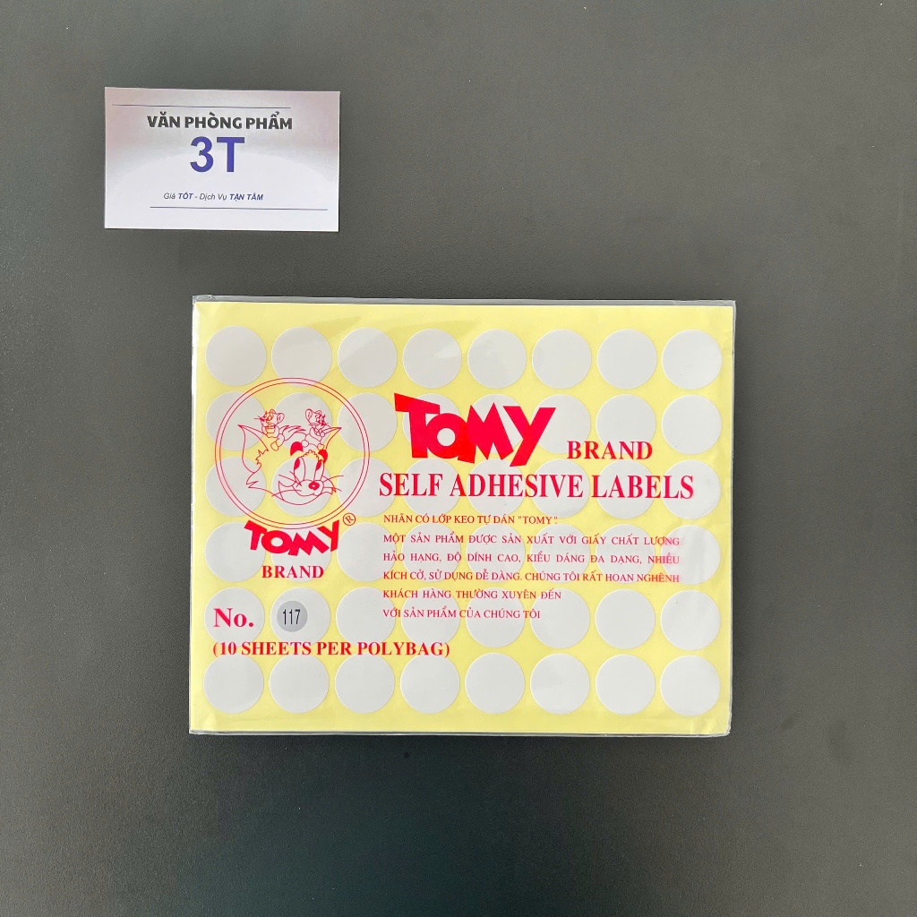 Sticker (decal) Tomy 117 A5 (Tròn Ø 23mm, 48 tem/1 tờ, 10 tờ/xấp) (Xấp ...