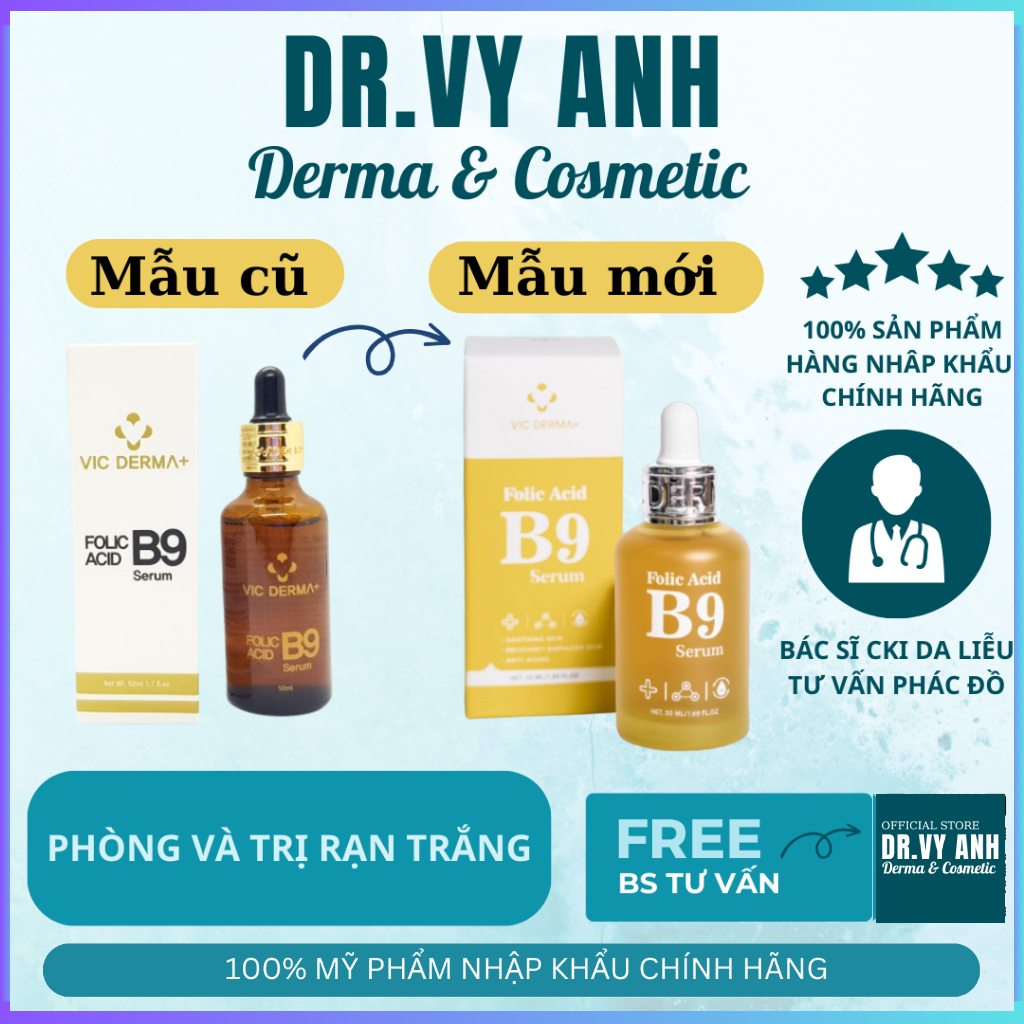 [NHẬP KHẨU CHÍNH HÃNG] Serum B9 Vic Derma Folic Acid Phục Hồi Trẻ Hóa ...