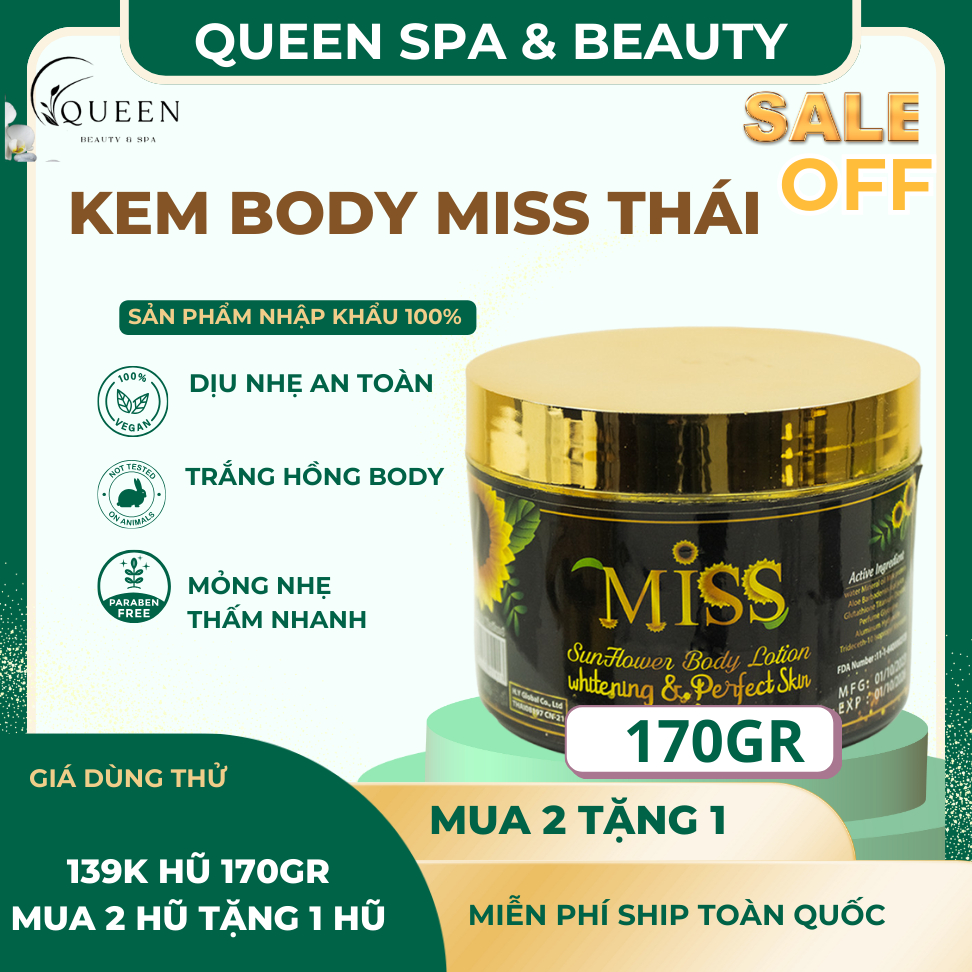 [MUA 2 TẶNG 1] Kem Body Miss Thái Lan hàng xách tay 170gr trắng bật ...