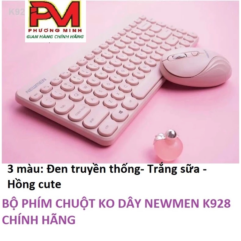 Combo phím và chuột không dây siêu đáng yêu NEWMEN K928 D928 (hồng, đen ...