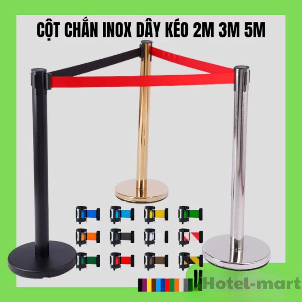 Cột Chắn Inox Dây Kéo, Trụ Barrier Dây Căng, Cột Inox Phân Làn Lối Đi ...