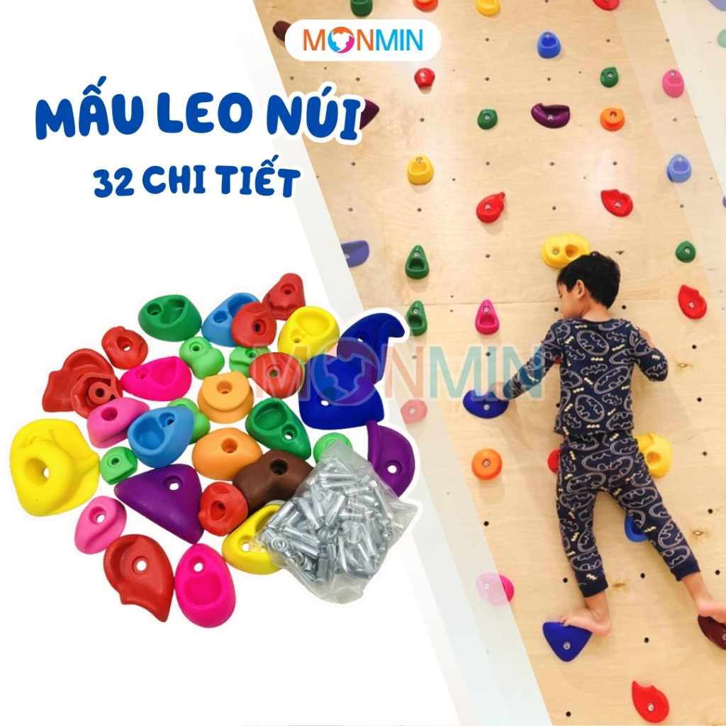 Mấu leo núi trẻ em 32 chi tiết Monmin gắn tường trong nhà, ngoài trời ...