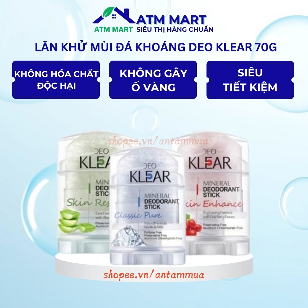 Lăn Nách Đá Khoáng DEO KLEAR 70g Thái Lan Ngăn Mùi Không Ố Vàng - ATM ...