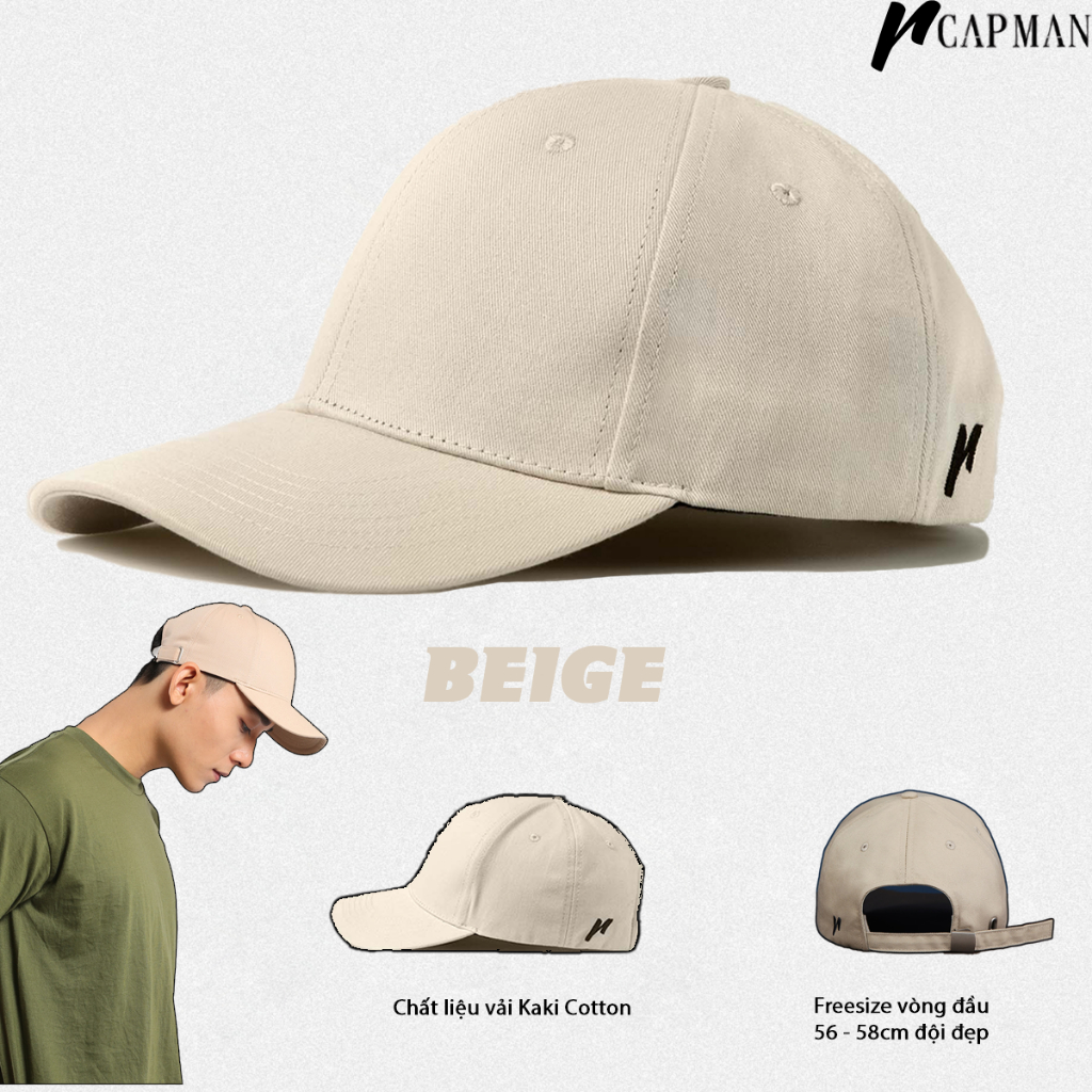 Mũ Lưỡi Trai Màu Be Reckless Capman, Nón Kết Trơn Signature Ballcap Vải ...
