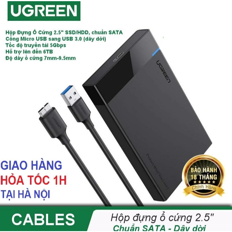 BOX 2.5" SATA HDD USB 3.0 UGREEN 30848 Cao Cấp - Chính Hãng | Shopee ...