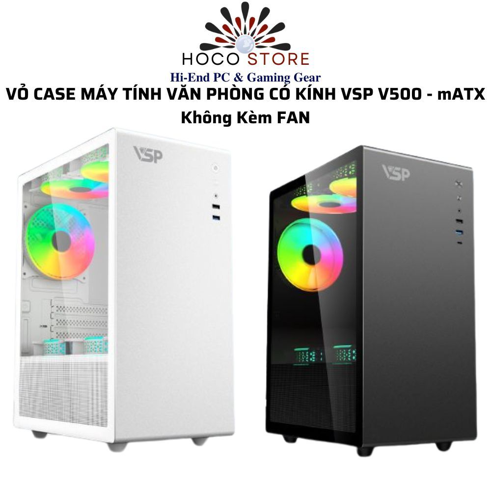 VỎ CASE MÁY TÍNH VĂN PHÒNG CÓ KÍNH VSP V500 - TRẮNG - ĐEN l Hoco Store PC | Shopee Việt Nam