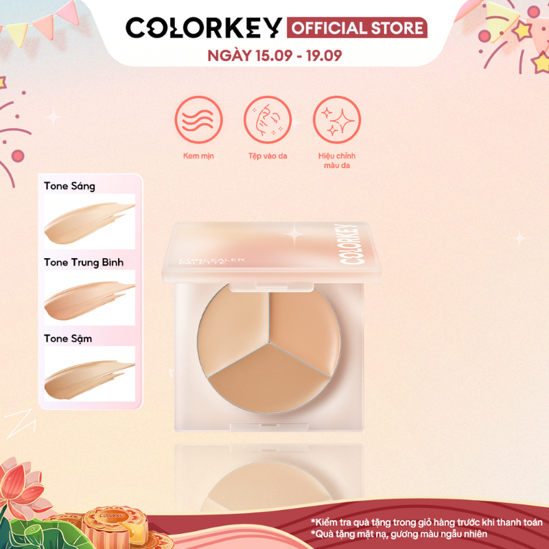 Bảng Kem Che Khuyết Điểm COLORKEY 3 Màu Chất Kem Mỏng Mịn Che Phủ Tự ...