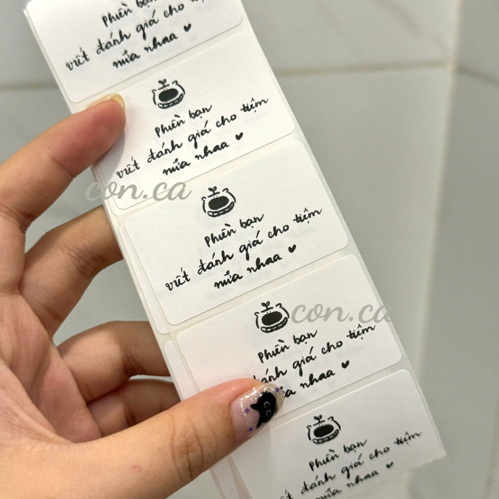 200 sticker có keo dán xin đánh giá (có em cún) trang trí, size 5x3cm ...