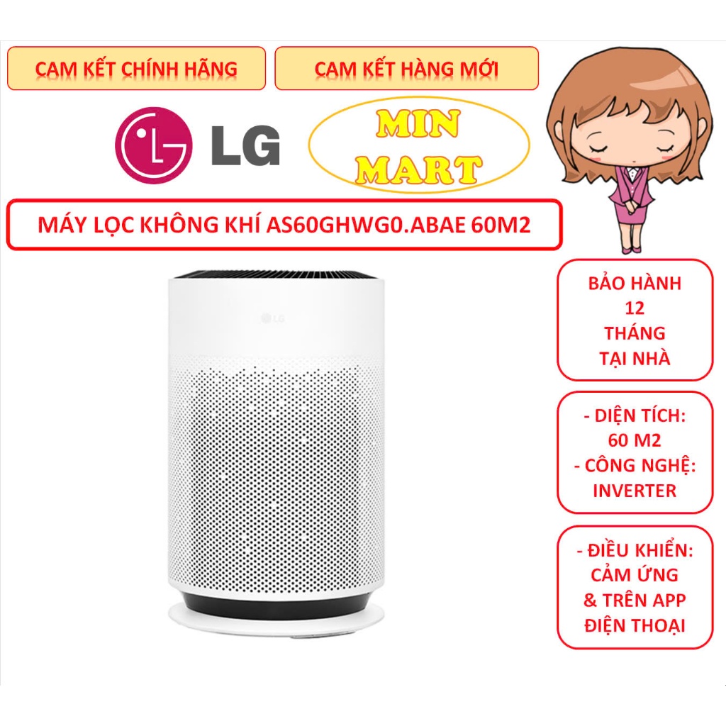Máy lọc không khí LG AS60GHWG0 60m2, PuriCare 360 Hit, chính hãng, bảo ...