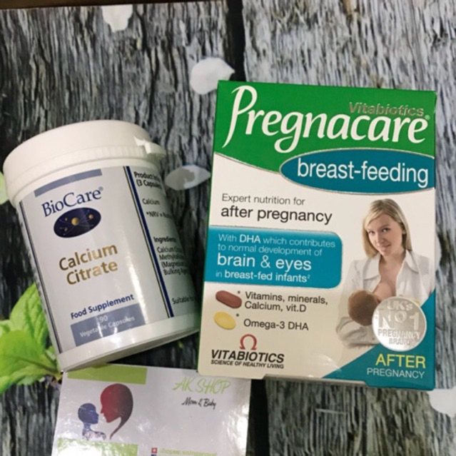 Combo vitamin bú pregnacare breast-feeding và canxi Biocare | Shopee ...