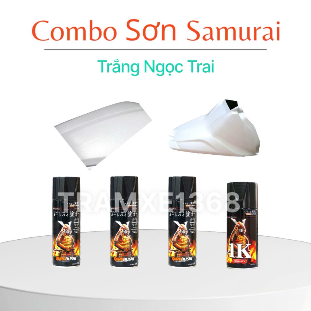Combo Sơn Samurai màu trắng ngọc trai H196 gồm 4 chai (Uch210-102-H196 ...