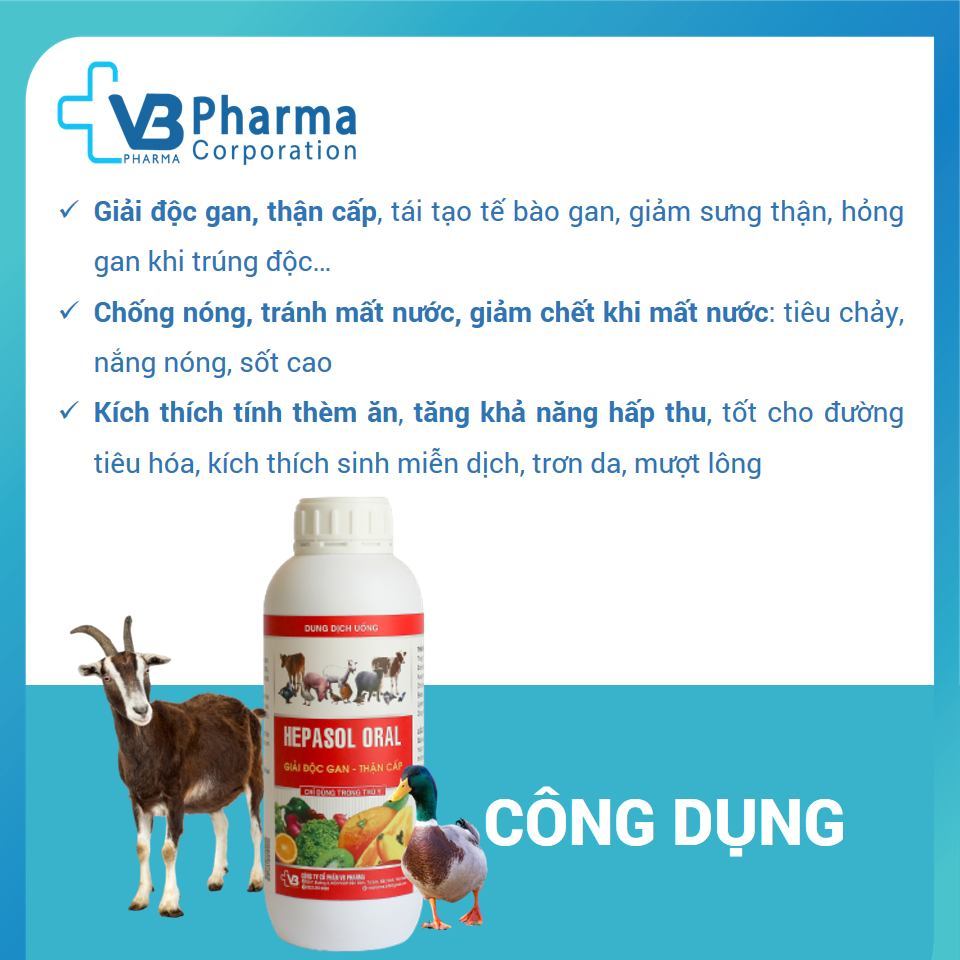 Dung dịch uống Hepasol Oral cho chó mèo gia súc gia cầm bổ thận mát gan ...