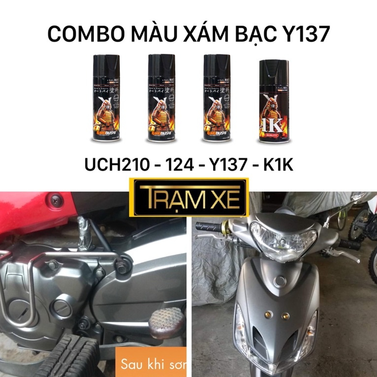 Combo Sơn Samurai Màu Xám Y137 gồm 4 chai (Uch210-124-Y137-K1k) Sơn Lốc ...