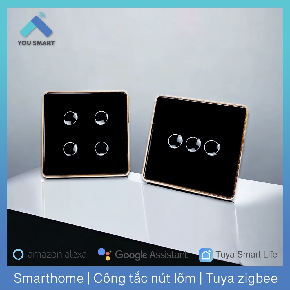 [NÚT LÕM] Công Tắc Thông Minh VUÔNG Zigbee Viền Nhôm Nút Lõm Cao Cấp ...
