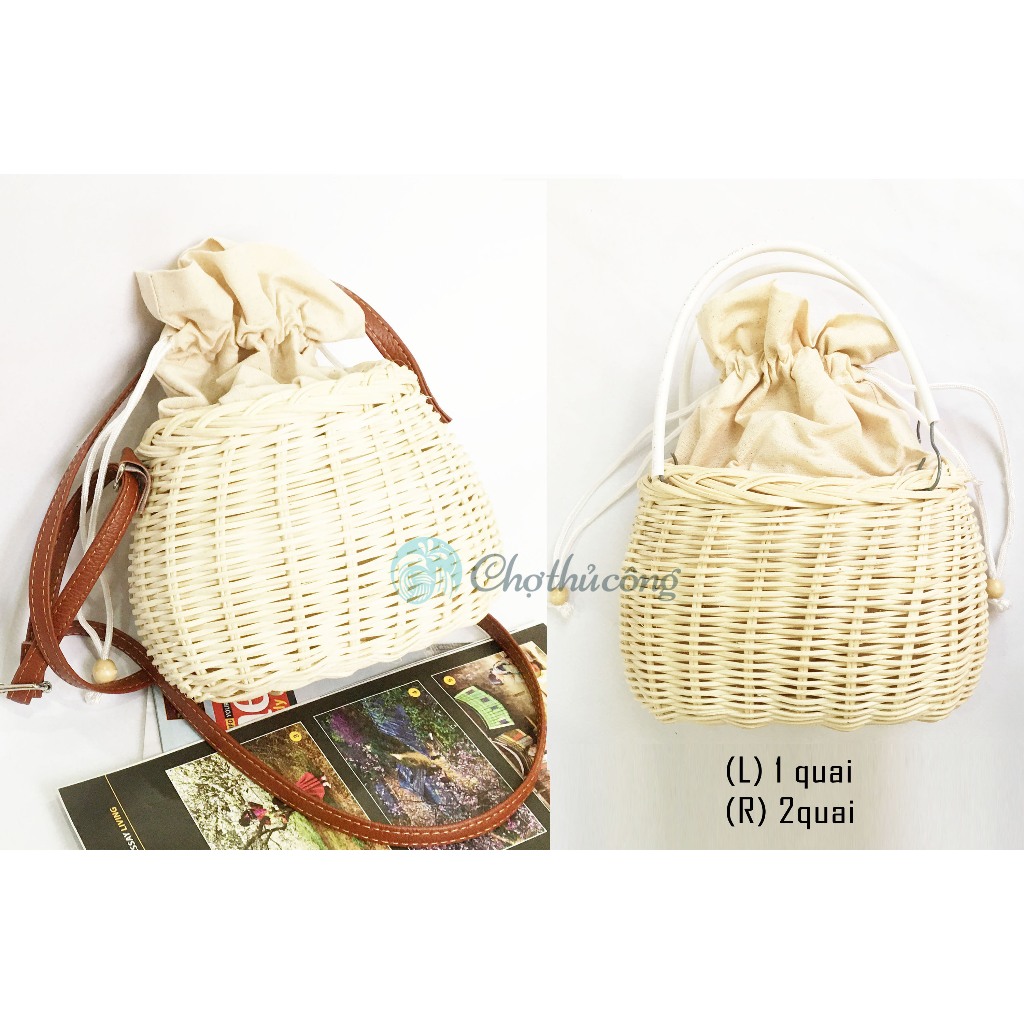 Túi mây đan handmade [size M], giỏ mây tre đan tự nhiên - Túi xách ...