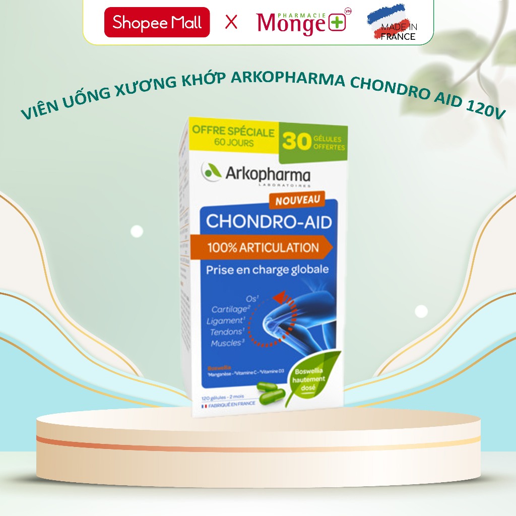 Viên uống Arkopharma Chondro-Aid 100% Articulation hỗ trợ chắc khỏe hệ xương khớp 60V | Shopee ...