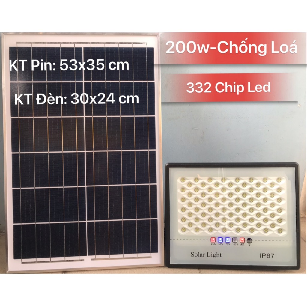 Đèn Pha Năng Lượng Mặt Trời Chống Lóa 200w, IP68, Sáng Tốt. Solar Light ...