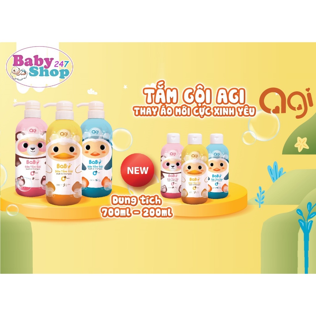 Sữa tắm gội cho be AGI 2in1 chai 200/700ml (Đủ hương, mẫu mới) | Shopee Việt Nam
