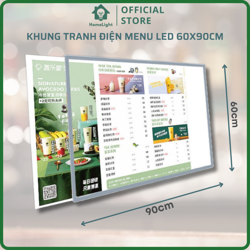 Poster Led Menu Led 60cm x 90cm Khung Tranh Điện Hộp Đèn Quảng Cáo Siêu ...