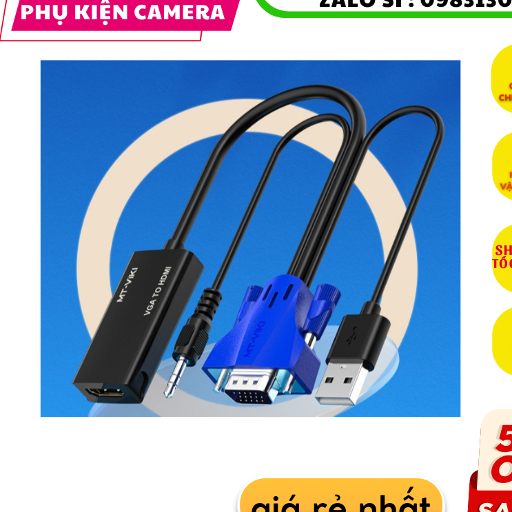[CHÍNH HÃNG VIKI-LINK] Cáp chuyển đổi từ VGA sang HDMI có âm thanh-VGA ...