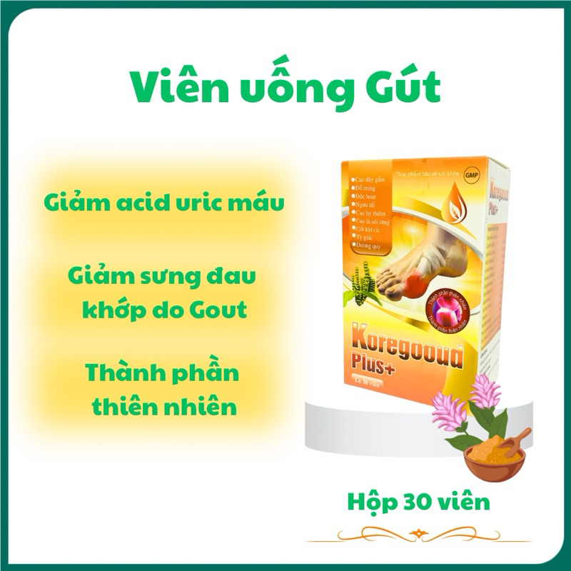 Viên gout Koregooud Extra giúp giảm acid uric máu, giảm sưng đau khớp ...