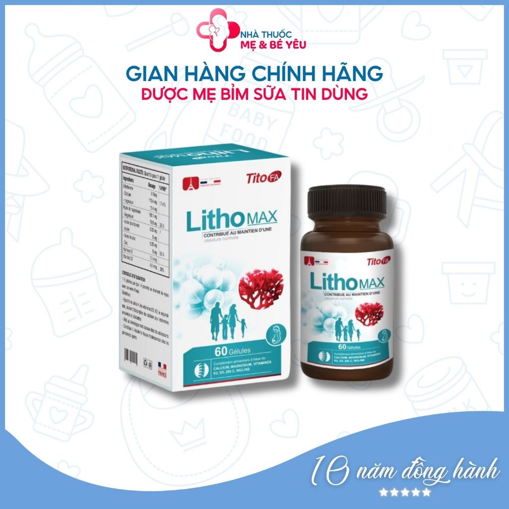 Viên uống LithoMax Titofa - Bổ sung canxi hữu cơ từ tảo biển đỏ (Lọ 60 ...