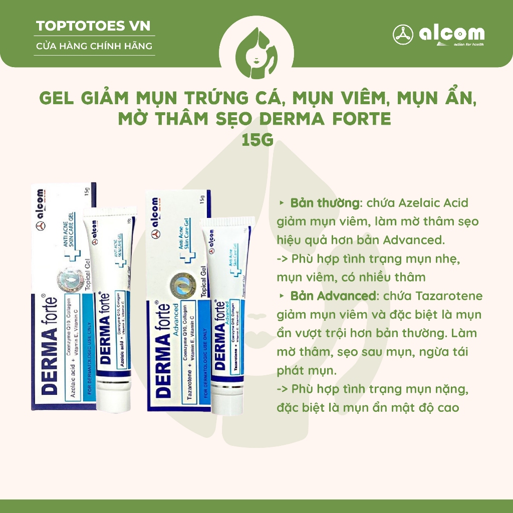 Gel Derma Forte giảm mụn, mờ thâm sẹo bản thường/ advanced 15g | Shopee Việt Nam