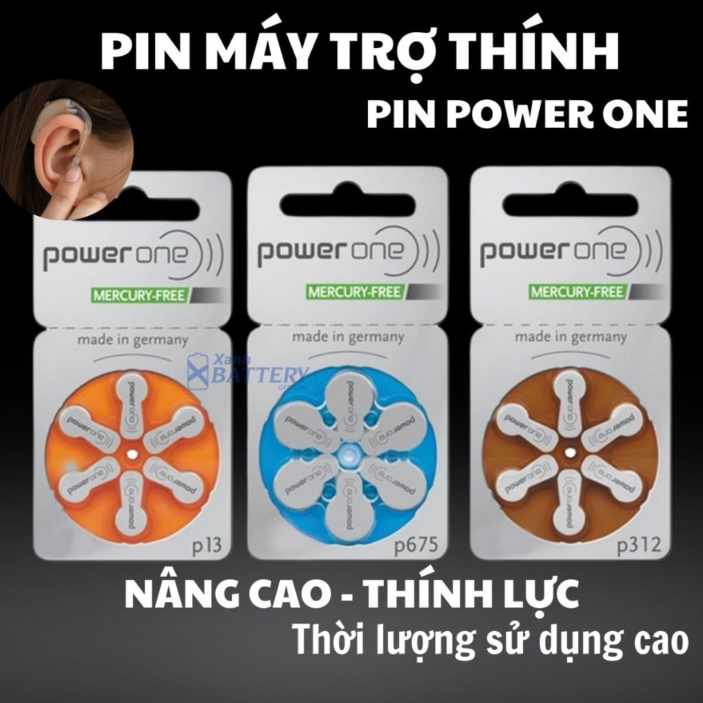 6 Viên Pin Máy Trợ Thính Power One P13, P675, P312, P10 - SX đức ...