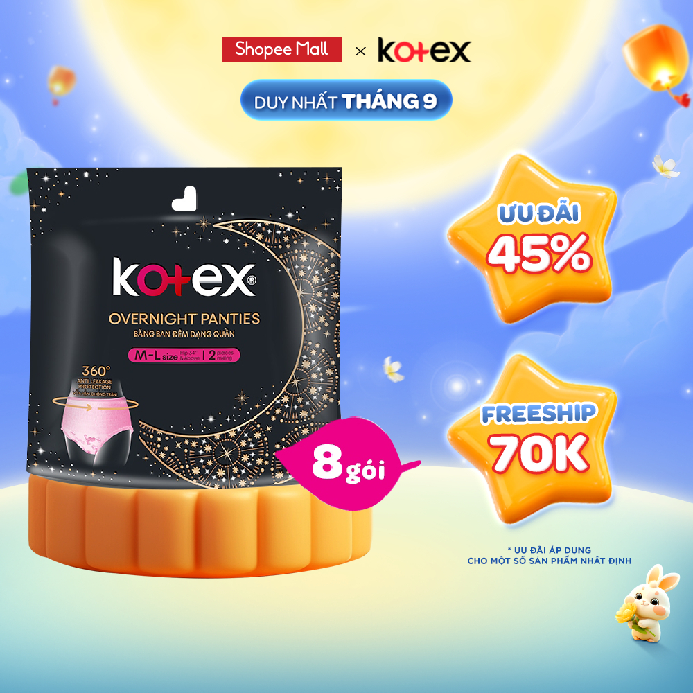 Combo 8 gói BVS Kotex Ban Đêm dạng quần cỡ M/L//XL 2 miếng | Shopee ...