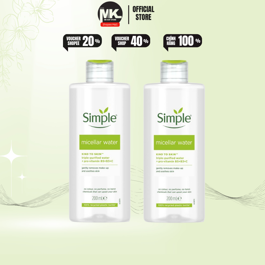 Combo 2 Chai Nước Tẩy Trang Simple Kind To Skin Micellar Water Làm Sạch Sâu Bụi Bẩn 200mlx2 ...