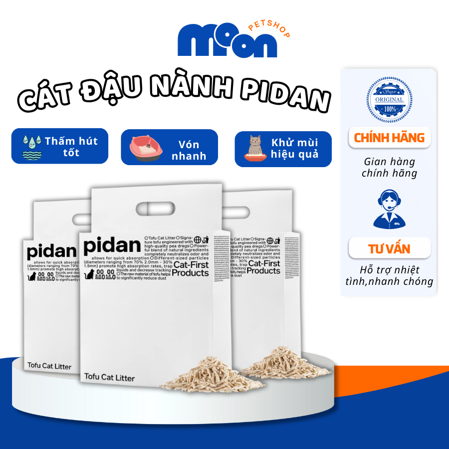 Cát vệ sinh hỗn hợp hữu cơ bentonite PIDAN 6L-2.4 KG, thấm hút tối ưu, khử mùi hiệu quả, siêu ít ...