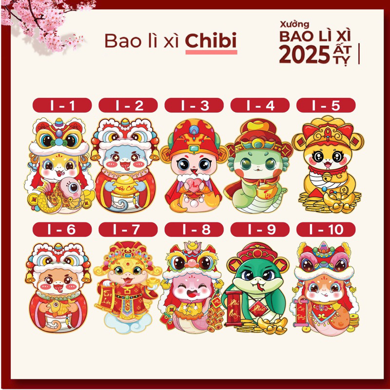100 bao lì xì chibi mix 10 mẫu (ảnh shop tự chụp), bao lì xì tết ...