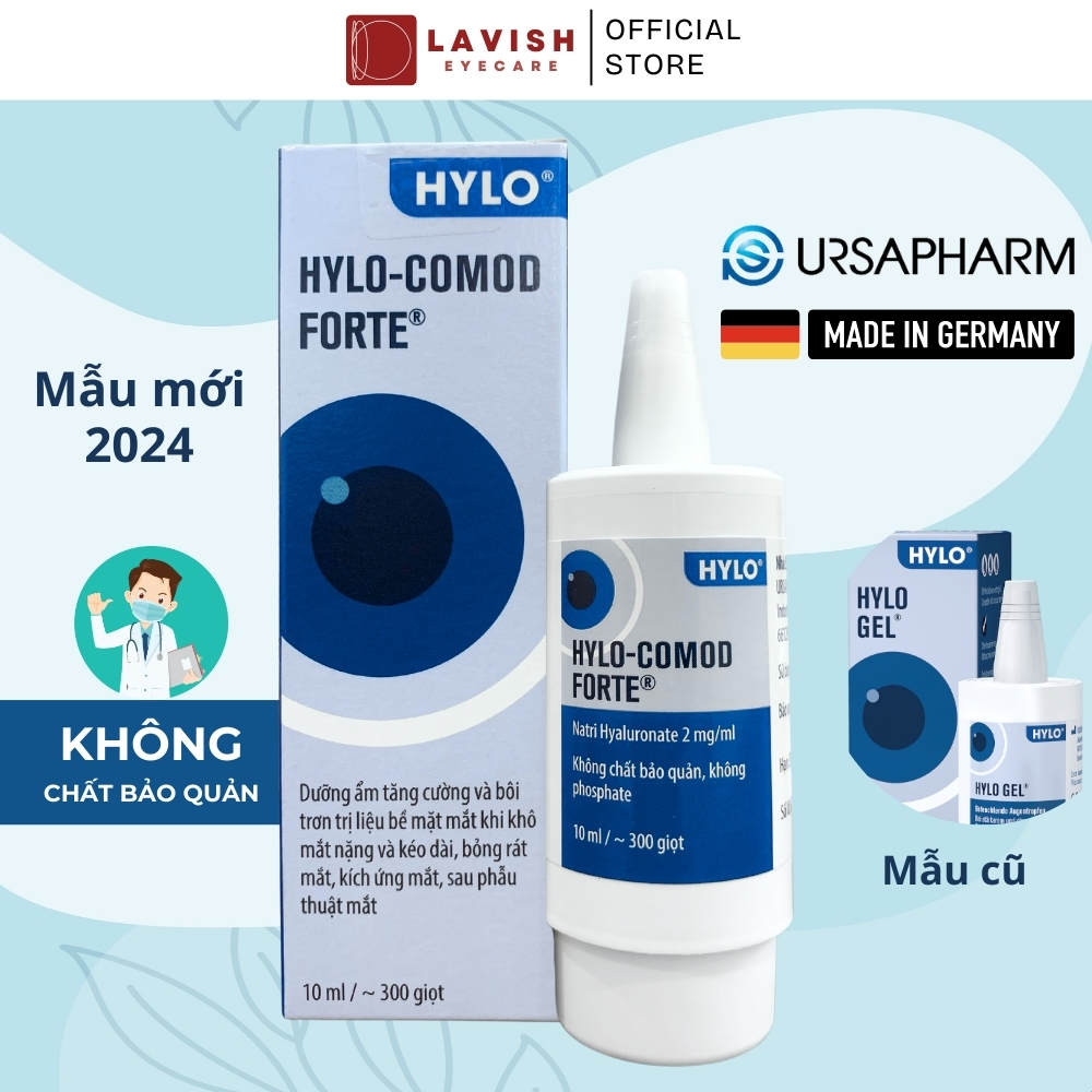Dung dịch nhỏ mắt HYLO COMOD forte (HYLO GEL cũ) - Dưỡng ẩm, giảm tình trạng khô mắt, mỏi mắt ...