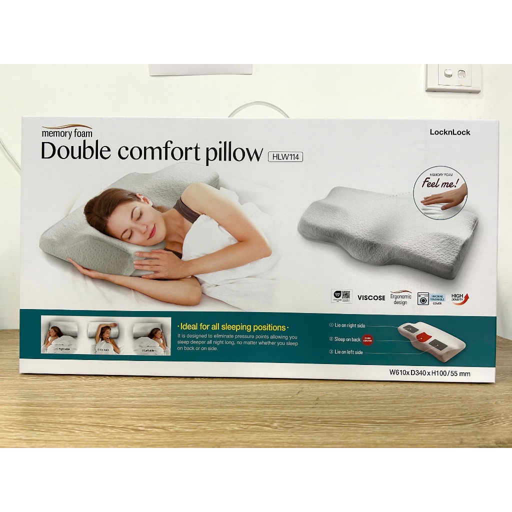 Gối Memory foam 50D Lock&Lock HLW114, trọng lượng 1150g, kích thước 62 ...