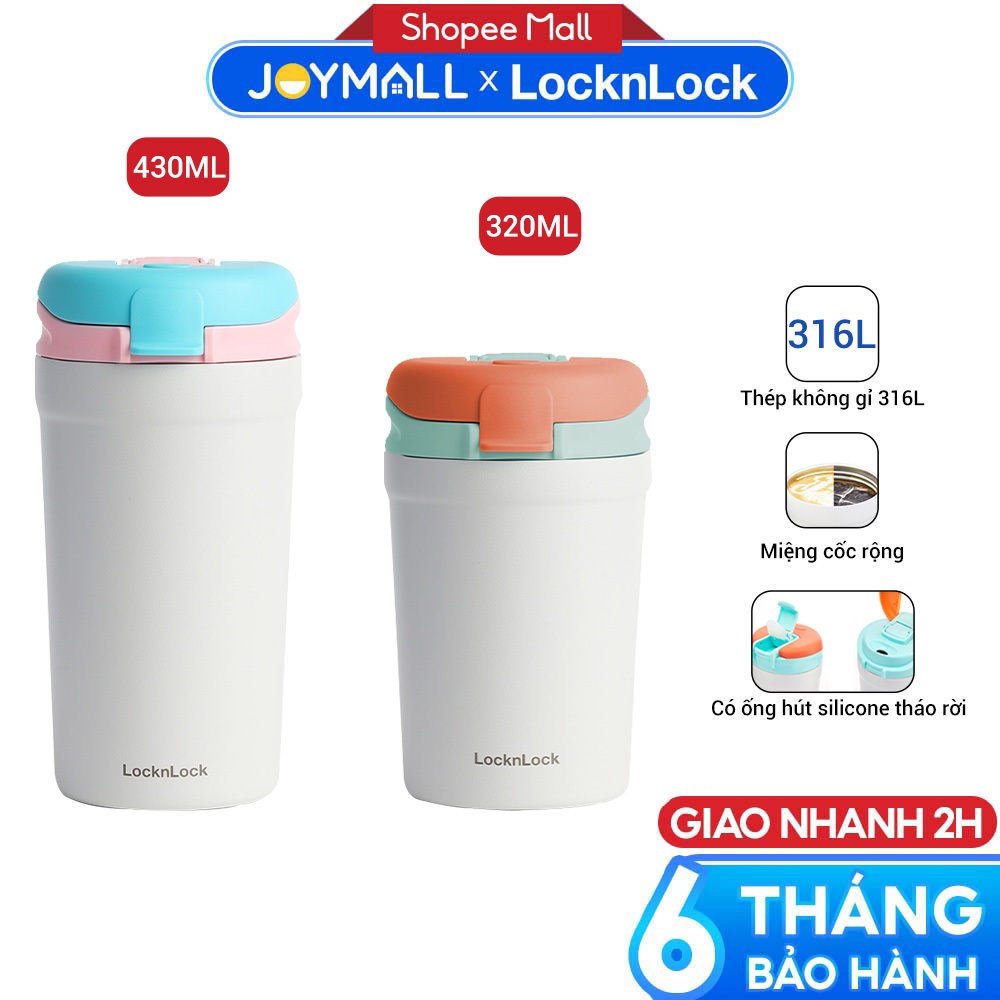 Ly giữ nhiệt LocknLock LHC4290 LHC3276 320ml, LHC4298 430ml, Hàng chính hãng, có ống hút ...