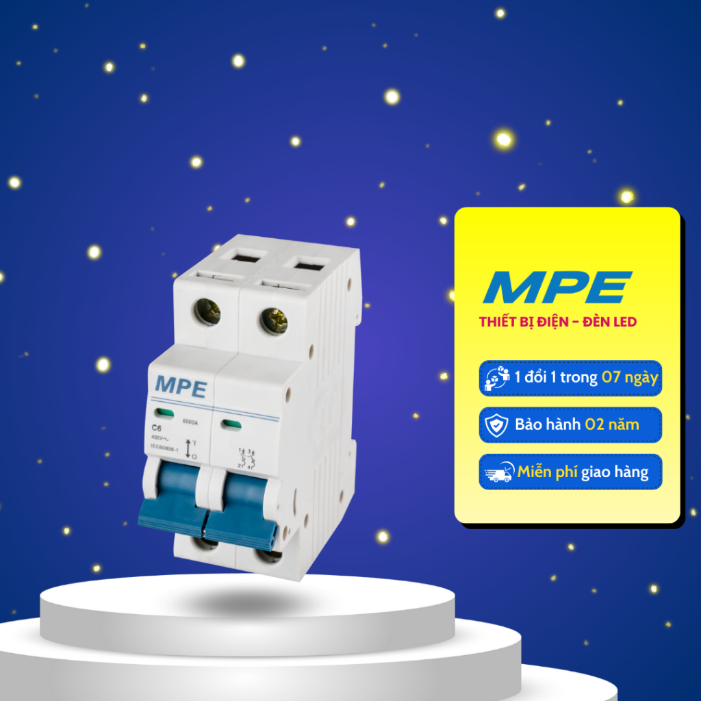 MCB MPE 2P 6kA MP6-C2 Series, Thiết bị đóng cắt, cầu dao tự động MCB ...