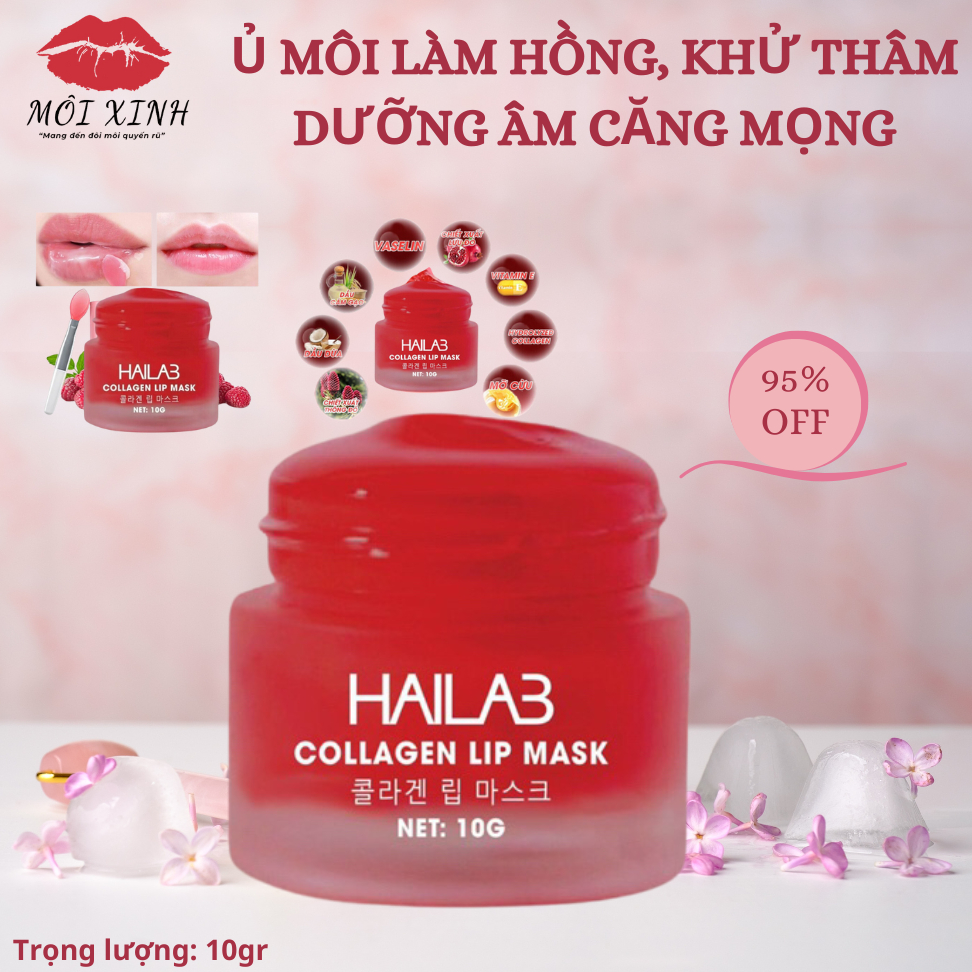 Mặt nạ ủ môi lựu đỏ collagen Hàn Quốc HaiLaB giảm thâm, hồng môi dưỡng ...