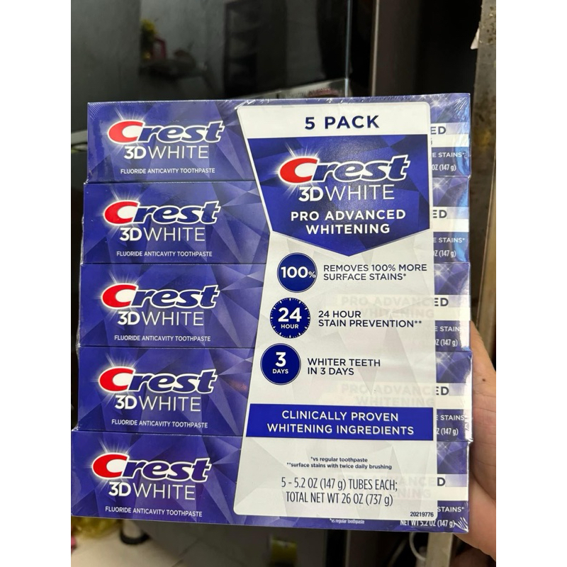 Set 5 cây kem Crest 3D Whie - 147g | Shopee Việt Nam