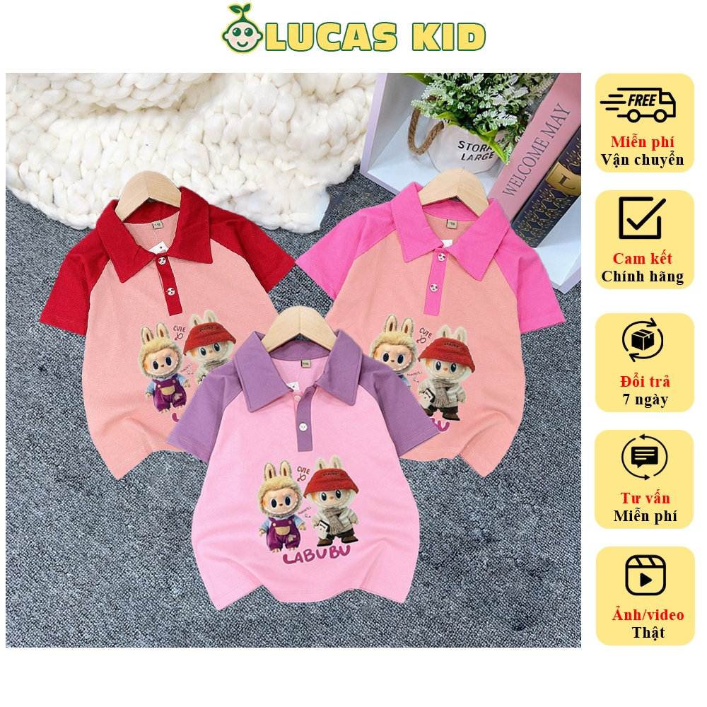 Áo polo in hình LABUBU cho bé gái ,COTTON 4 chiều SIZE 15-25KG LUCAS ...
