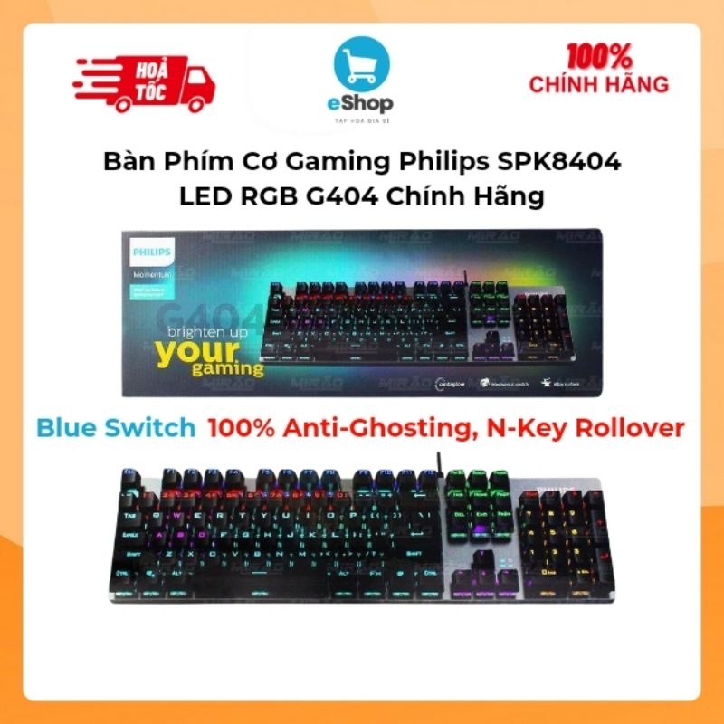 Bàn Phím Cơ Gaming Philips SPK8404/G404 LED Rainbow, Blue Switch Chính Hãng | Shopee Việt Nam