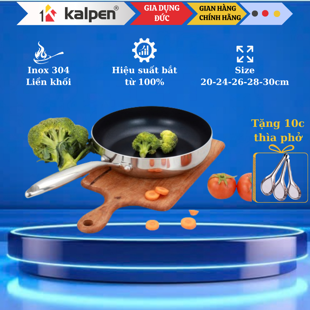 [HỎA TỐC] Chảo Inox Liền Khối chống dính Daikin (Nhật Bản) size 20-24-26-28-30cm (KS20/24/26/28 ...
