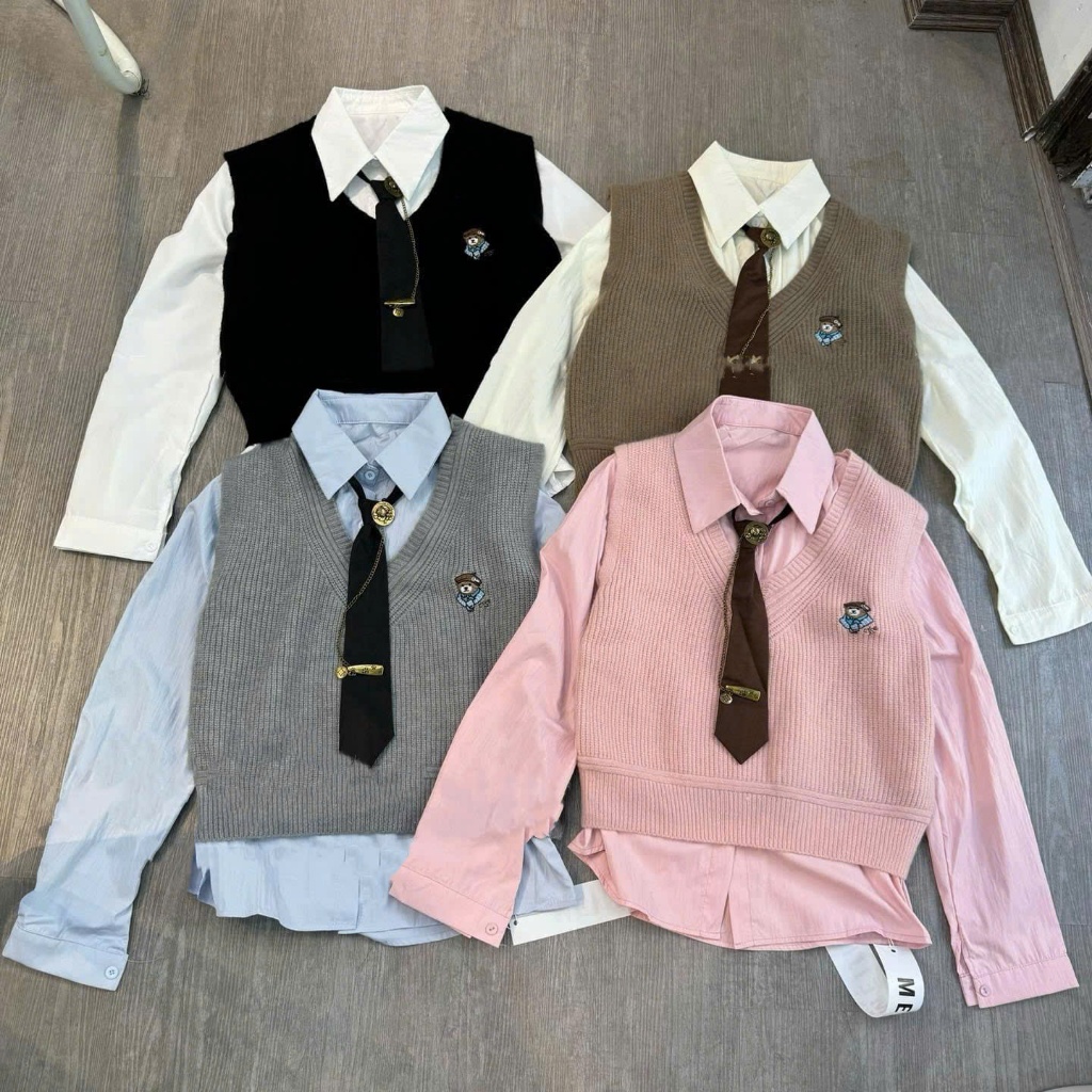 Set gile gấu sơ mi cà vạt | Shopee Việt Nam