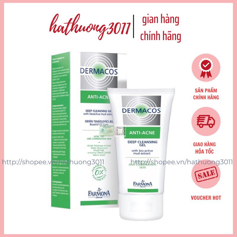 [SẴN] Sữa Rửa Mặt Dermacos Anti-Acne Deep Cleansing Gel 150ML | Shopee ...