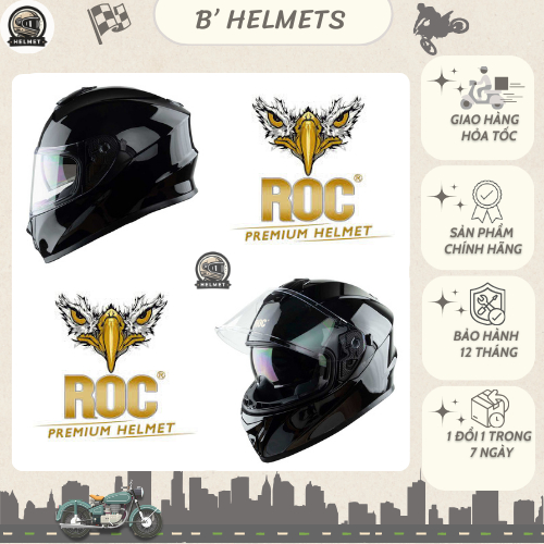 Mũ Nón Bảo Hiểm Fullface Cao Cấp ROC 08 - 2 Kính - Tặng Túi Đựng [ Bảo ...